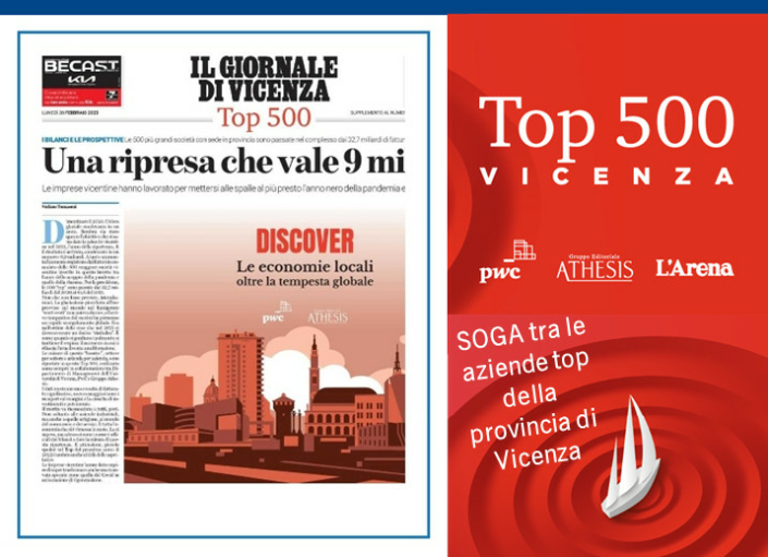SOGA SPA IS AMONG THE TOP500 COMPANIES IN VICENZA - www.sogaenergyteam.com